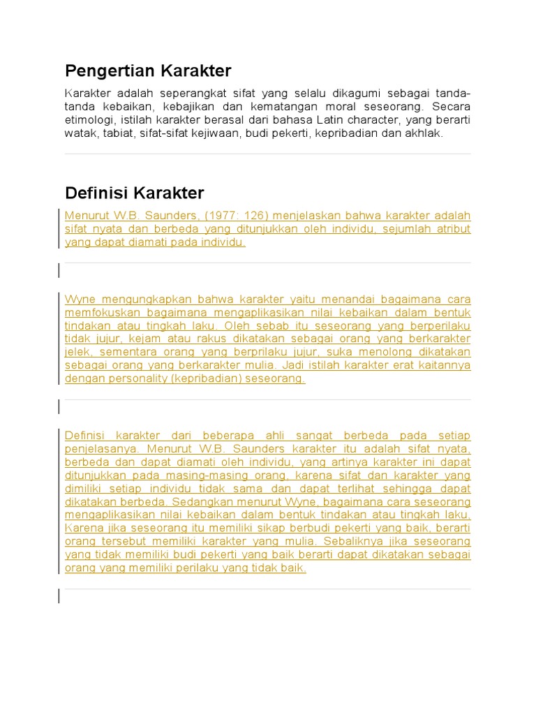 Pengertian Karakter | PDF