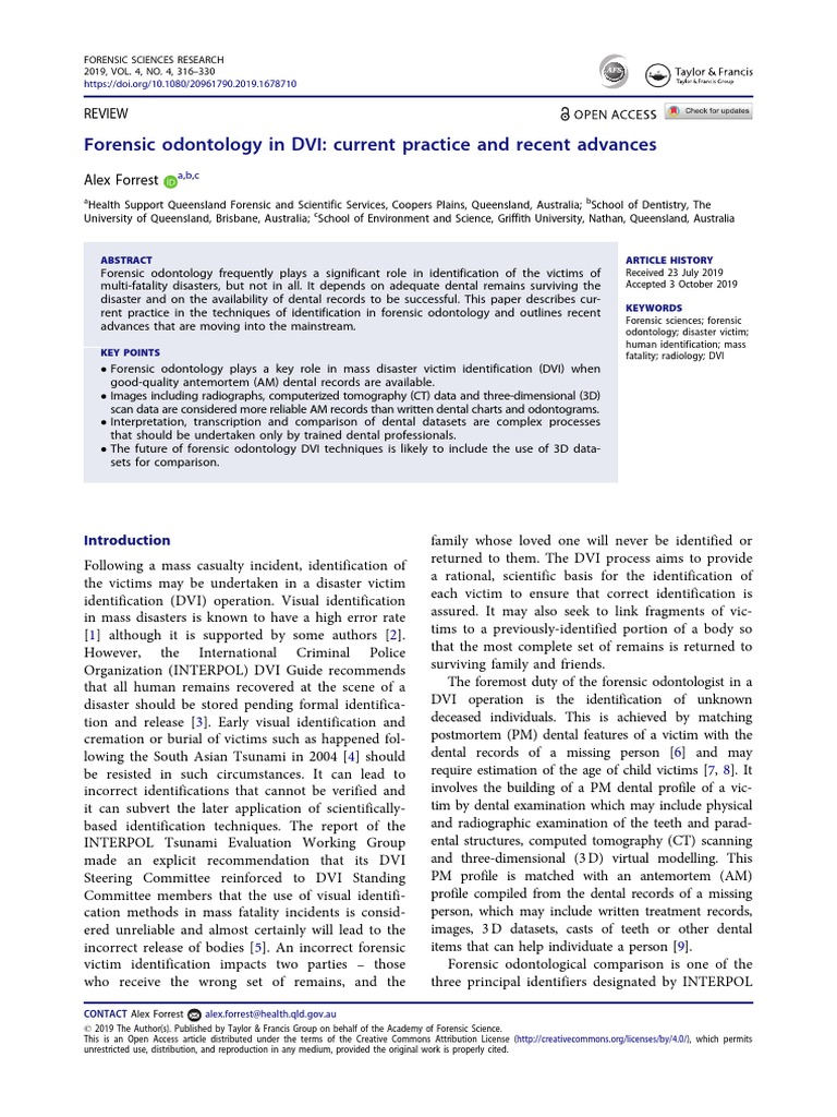 Forensic Odontology in DVI: Advances | PDF | Dentistry | Ct Scan