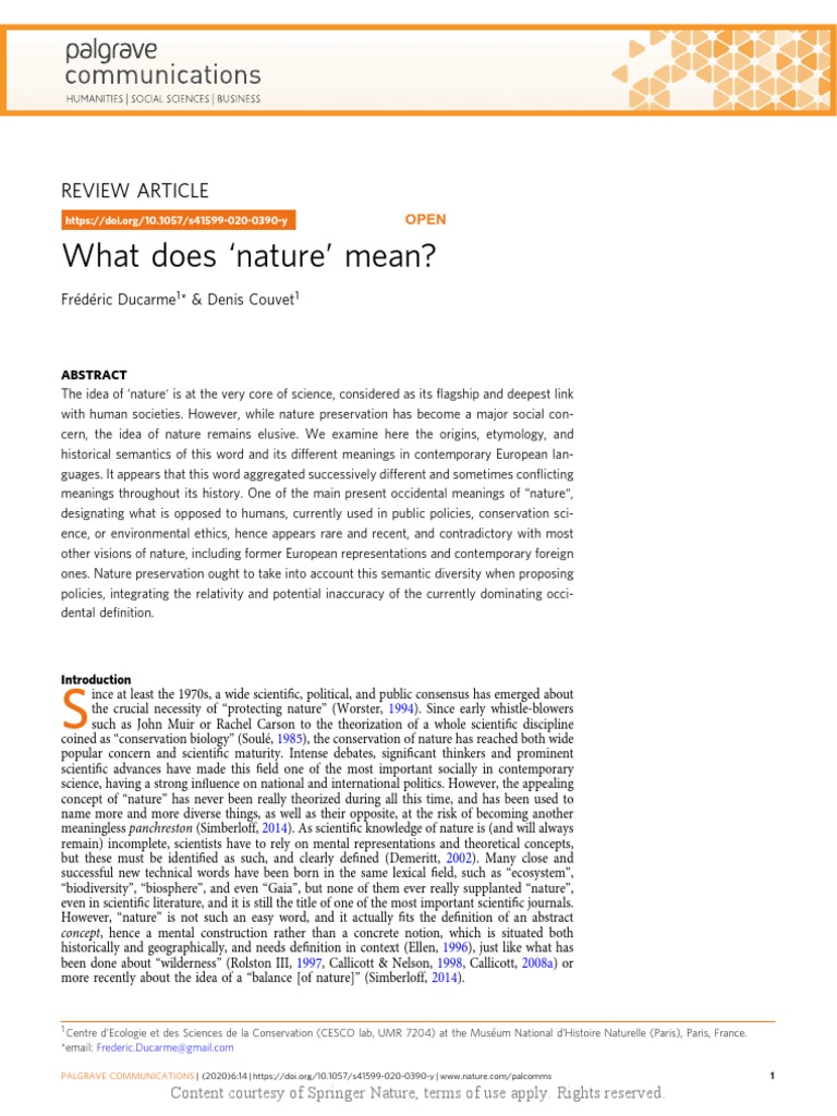 What Does Nature Mean | PDF | Conservation Biology | Science