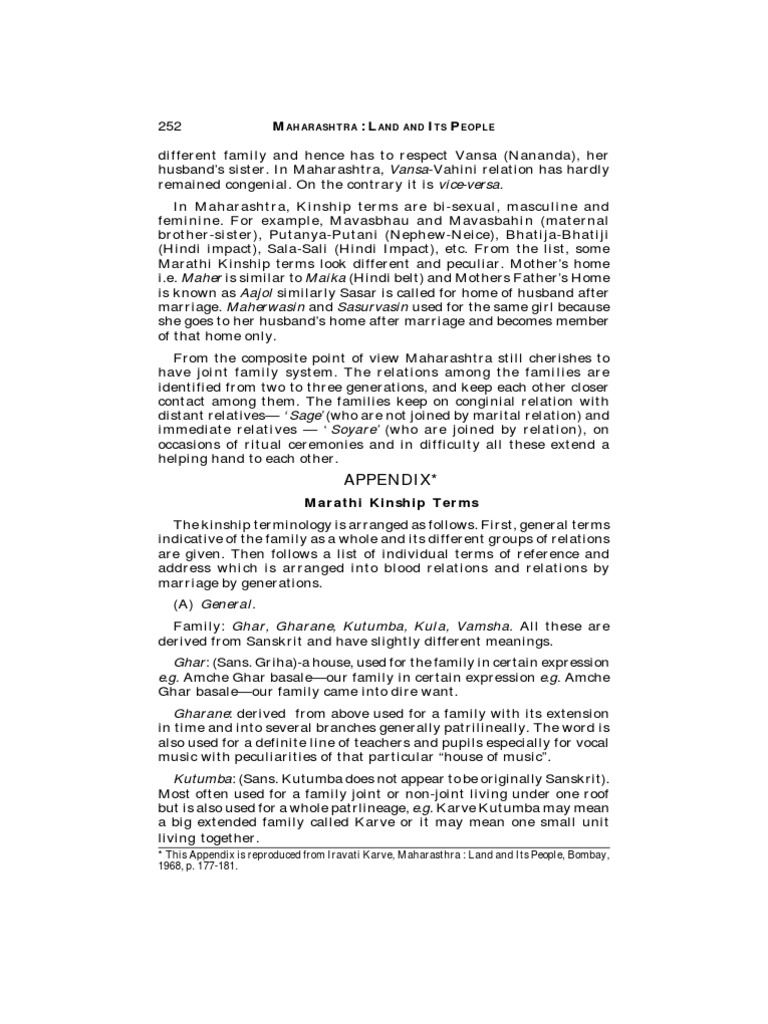 4 Appendix - Marathi Kinship Terms | PDF | Kinship | Wife