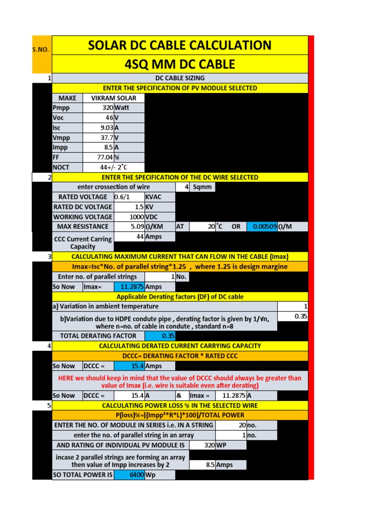 DC Cable Sizing | PDF | Amplifier | Solar Panel