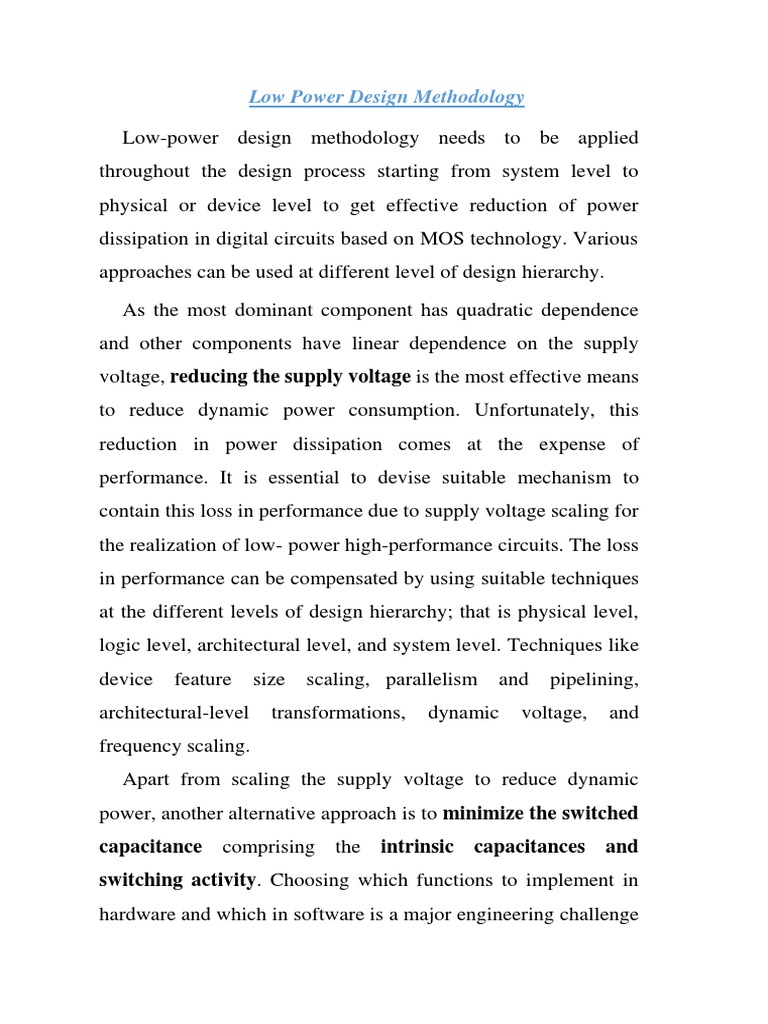 Low Power Design Methodology Overview | PDF | Cmos | Logic Gate