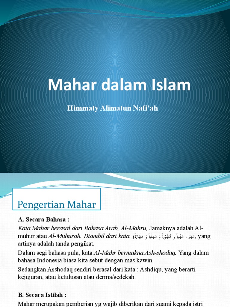 Mahar Dalam Islam | PDF