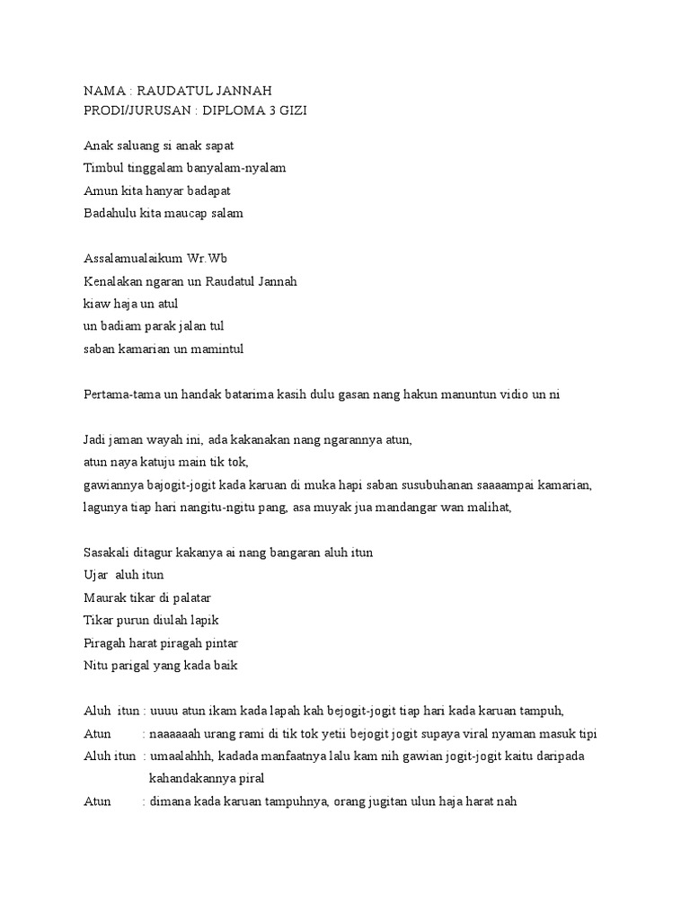 Teks Bakisah Bahasa Banjar Raudatul Jannah-1 | PDF