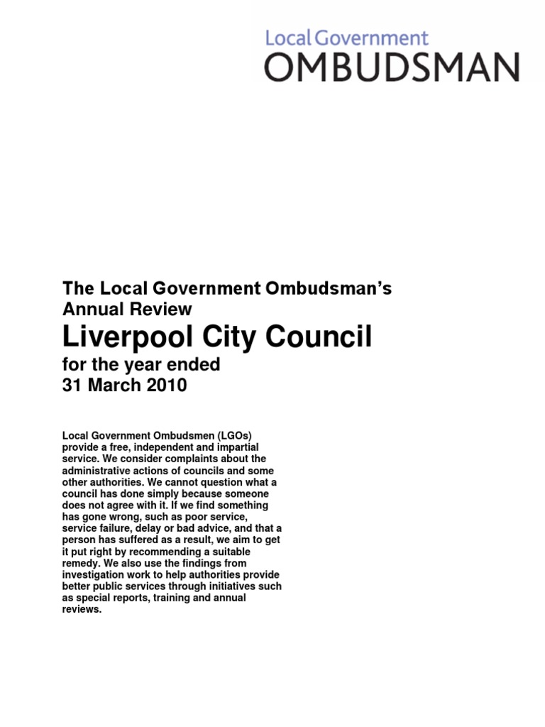 Liverpool City Council: The Local Government Ombudsman's Annual Review ...