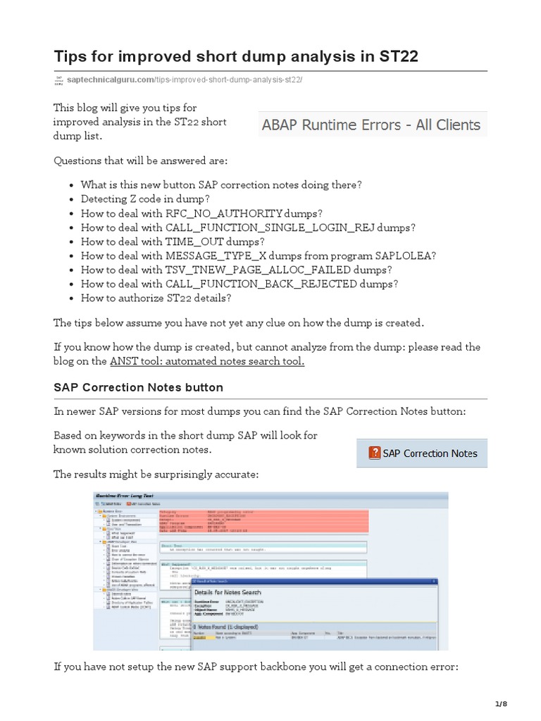 SAP ST22 Dump Analysis Tips | PDF