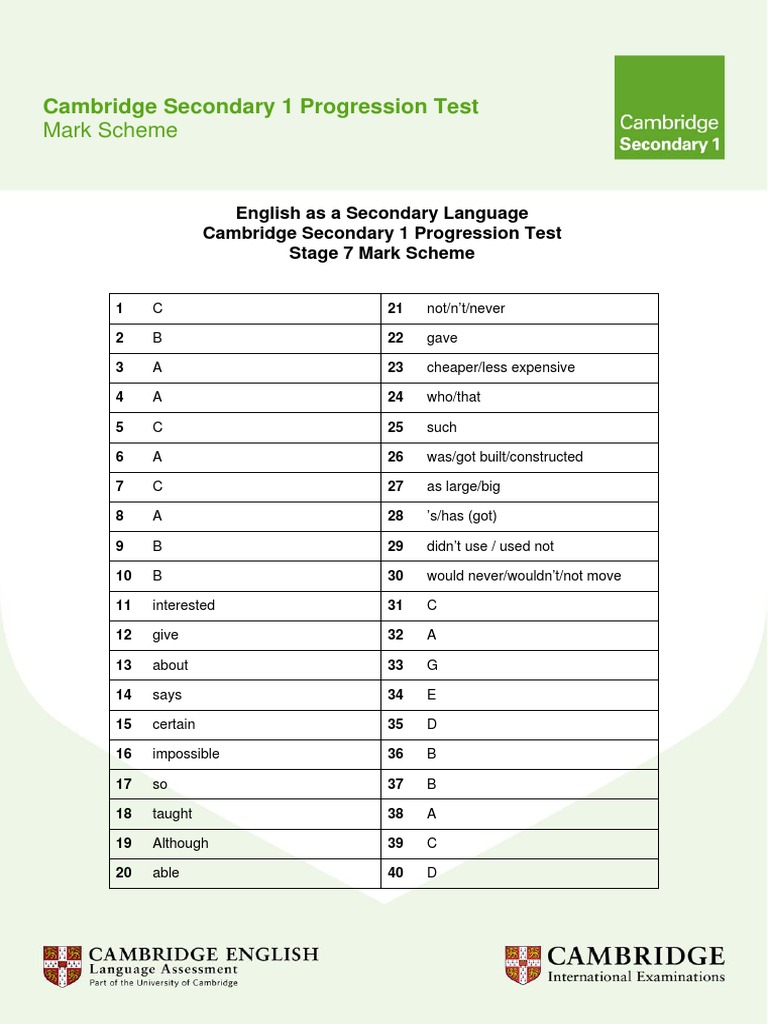 Test Paper 1 Mark Scheme - tcm143-592682 | PDF