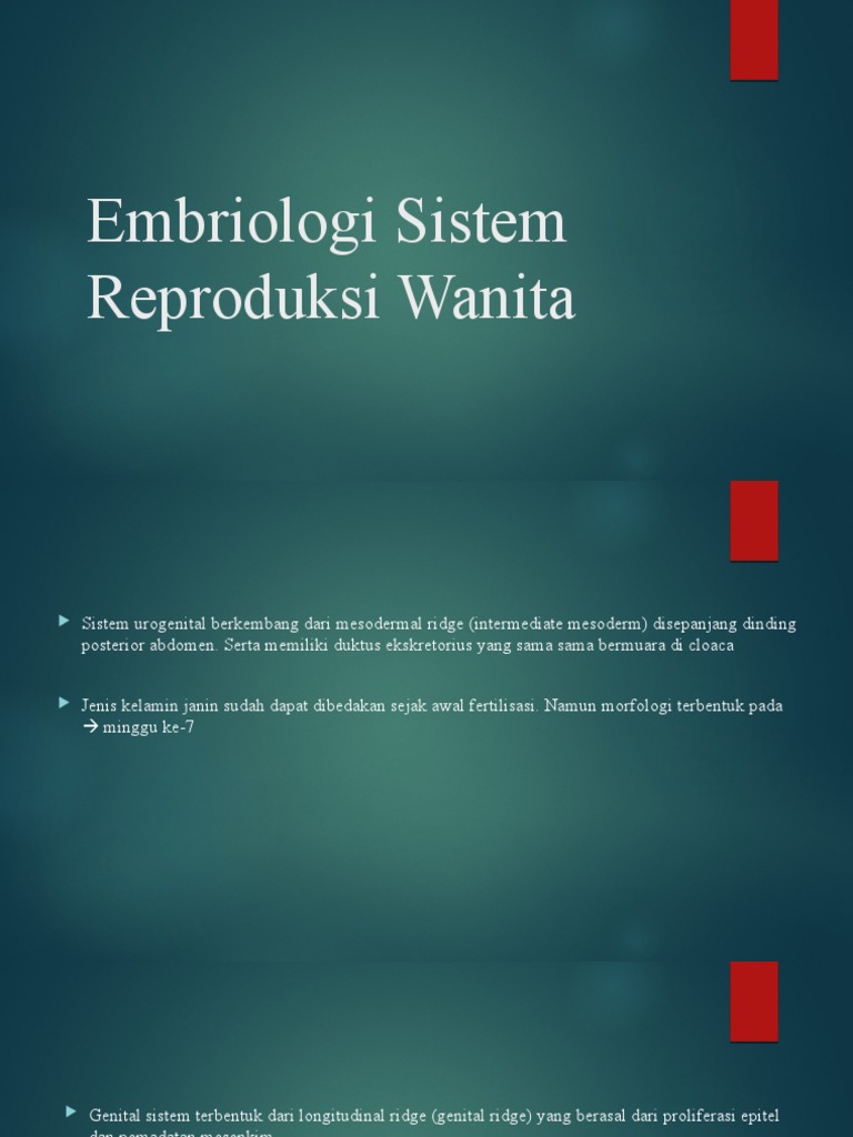 Embriologi, ANATOMI, HISTOLOGI Sistem Reproduksi Wanita | PDF