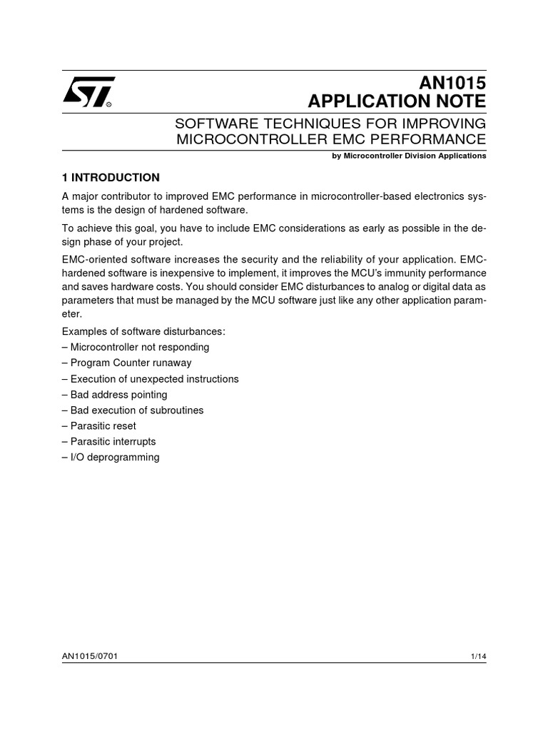 Stmicroelectronics Application Note Pdf Microcontroller Subroutine