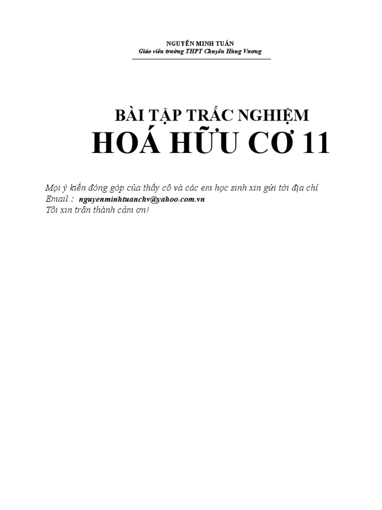 Sach Bai Tap Trac Nghiem Hoa Huu Co 11