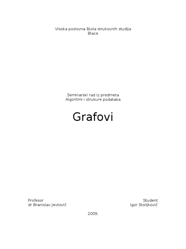 Algoritmi I Strukture Podataka Grafovi Pdf