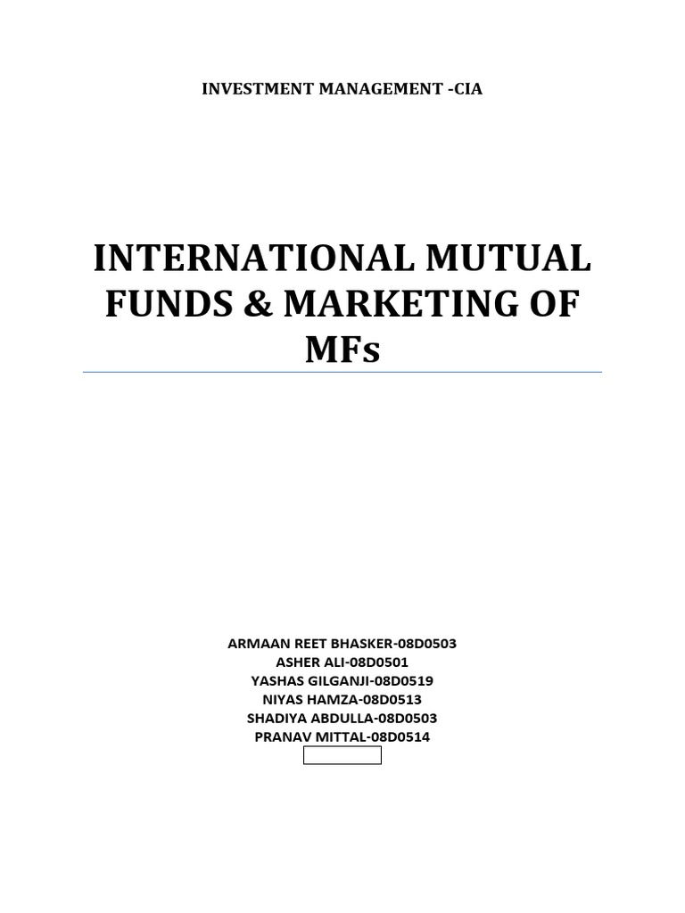 International Mutual Funds & Marketing of MFS: Investment Management ...