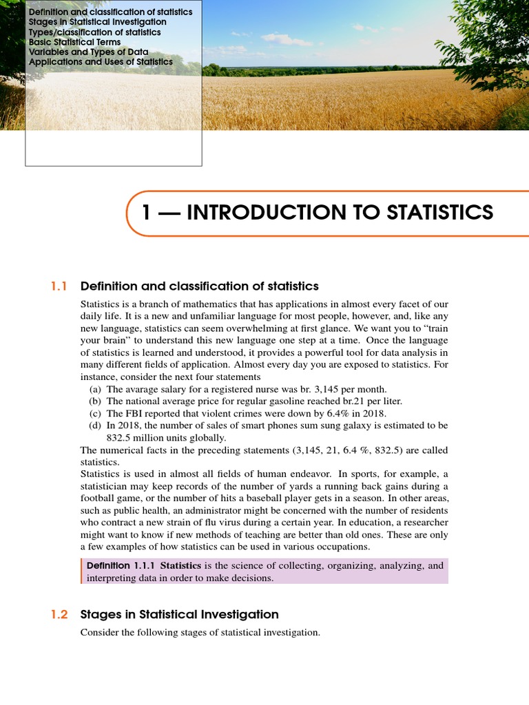 Introduction To Statistics - Lecture Note RC-1 | PDF | Level Of ...
