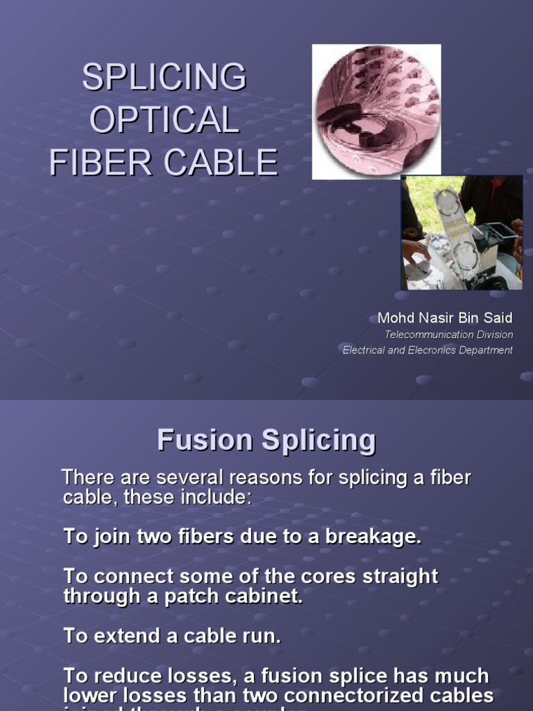 Splicing Optical Fiber Cable | PDF | Optical Fiber | Screw