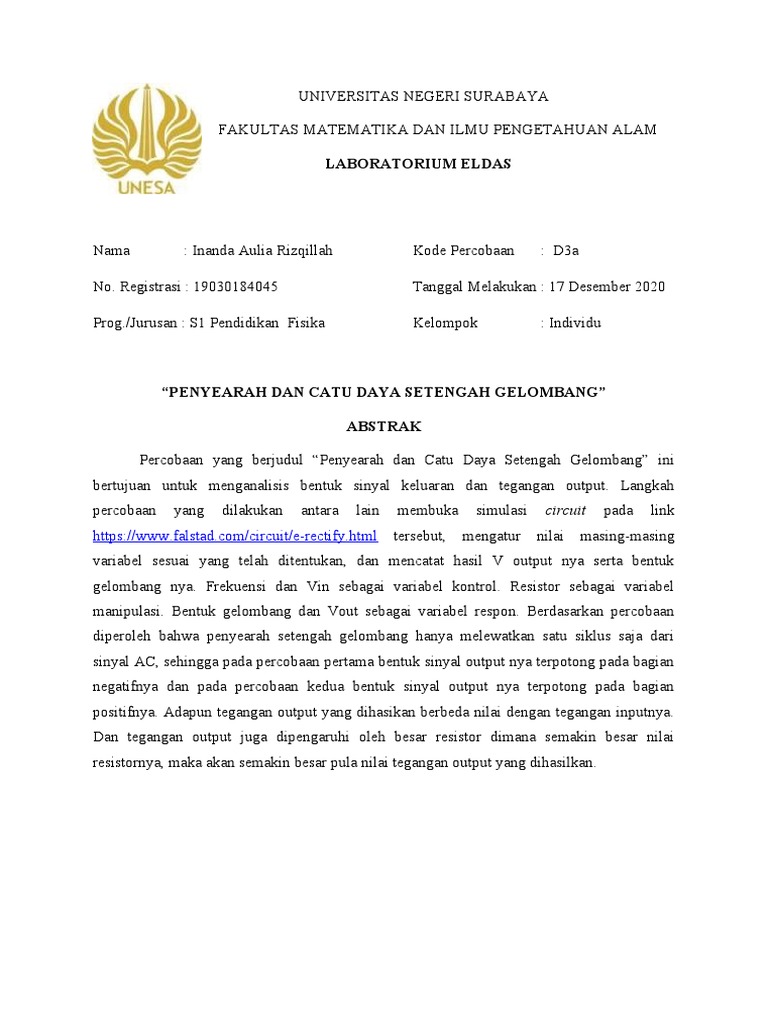 Penyearah Setengah Gelombang dan Vout | PDF | Sains & Matematika
