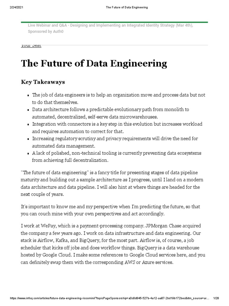 The Future of Data Engineering | PDF | Databases | Data Warehouse