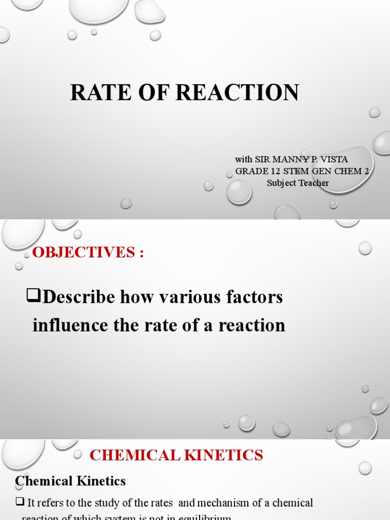 Grade 12 STEM: Chemical Kinetics | PDF | Chemical Kinetics | Reaction Rate