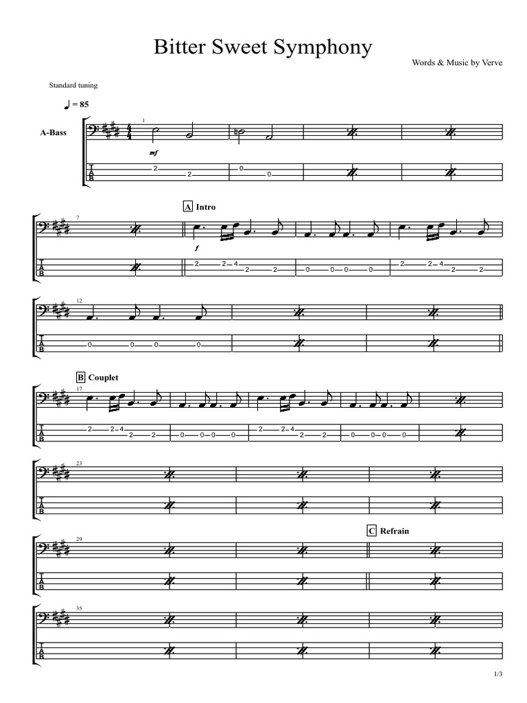 Bitter Sweet Symphony Guitar Tabs | PDF