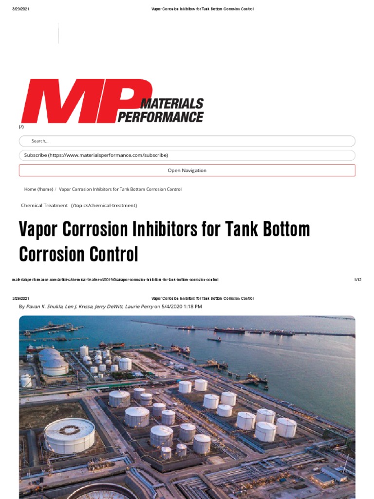Vapor Corrosion Inhibitors For Tank Bottom Corrosion Control - Pavan K ...