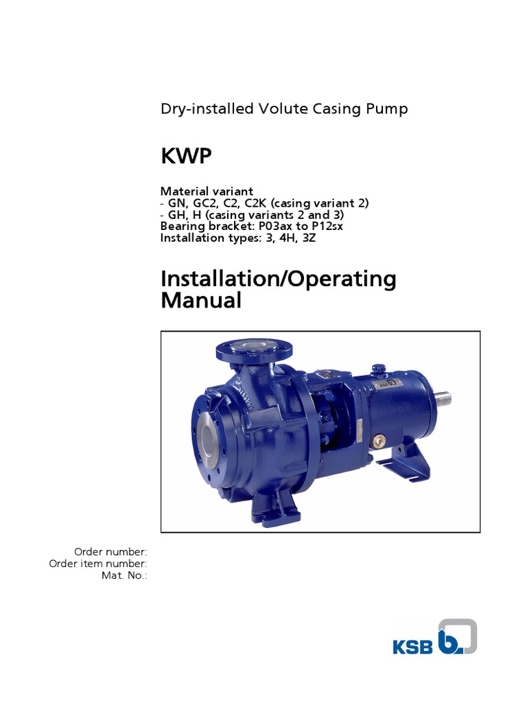 KWP KSB Pump | PDF | Pump | Chemical Engineering