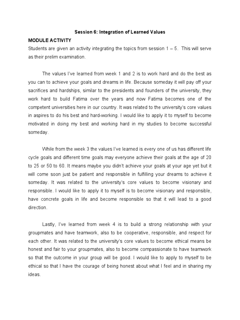 Integration of Learned Values | PDF