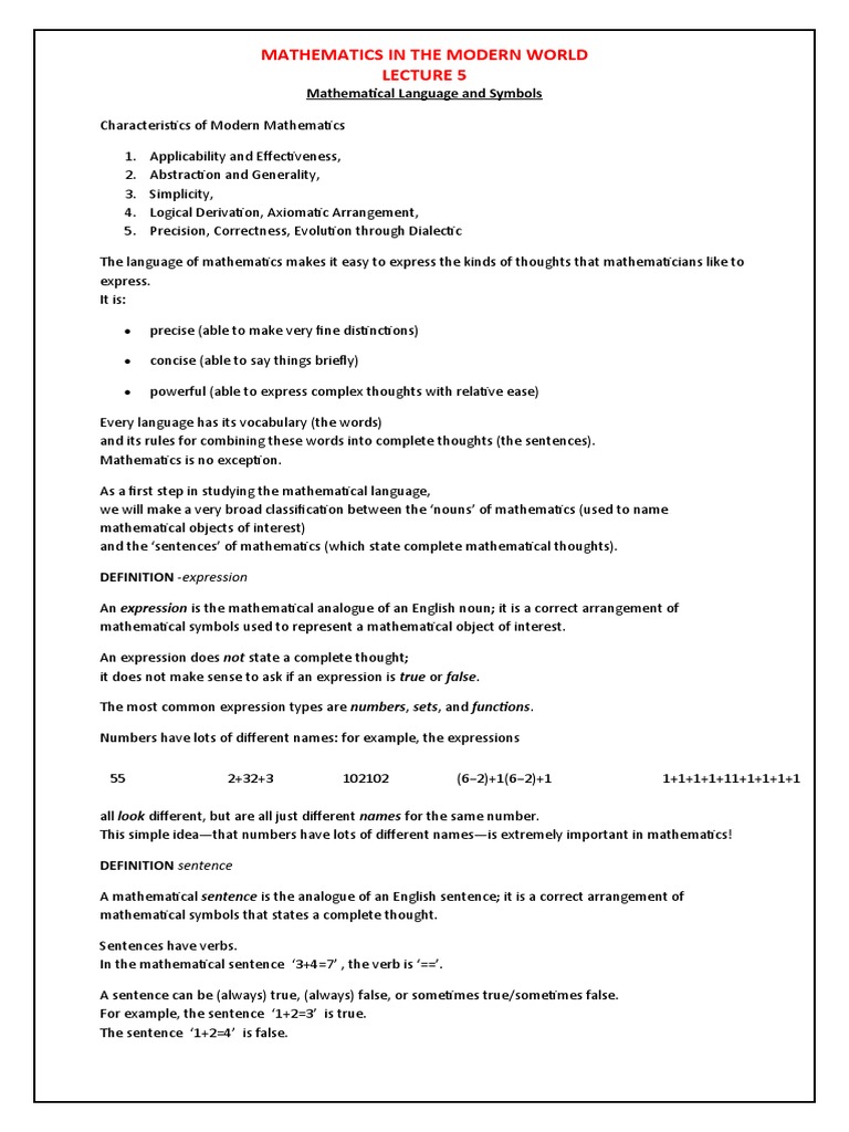 Lecture 5 in Math in The Modern World | PDF | Variable (Mathematics ...