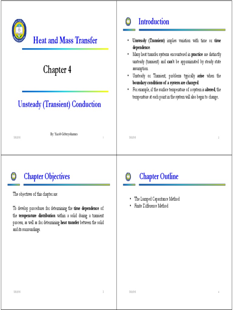 HMT Lecture 4 - Unsteady Conduction | PDF | Thermal Conduction | Heat Transfer