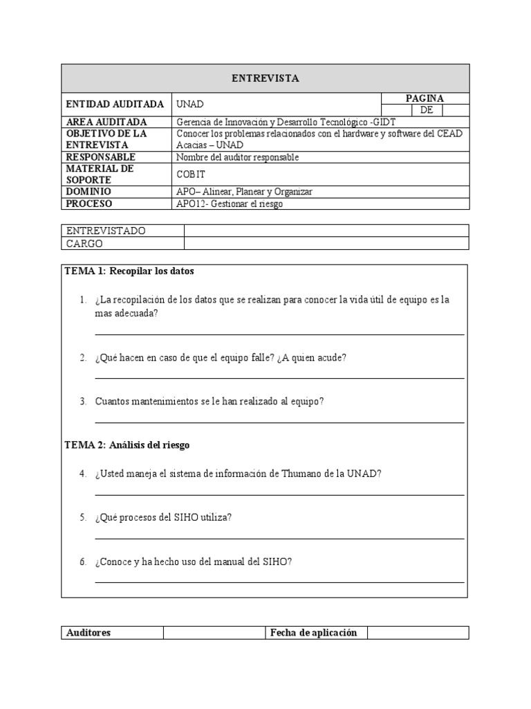 Formato de Entrevista | PDF