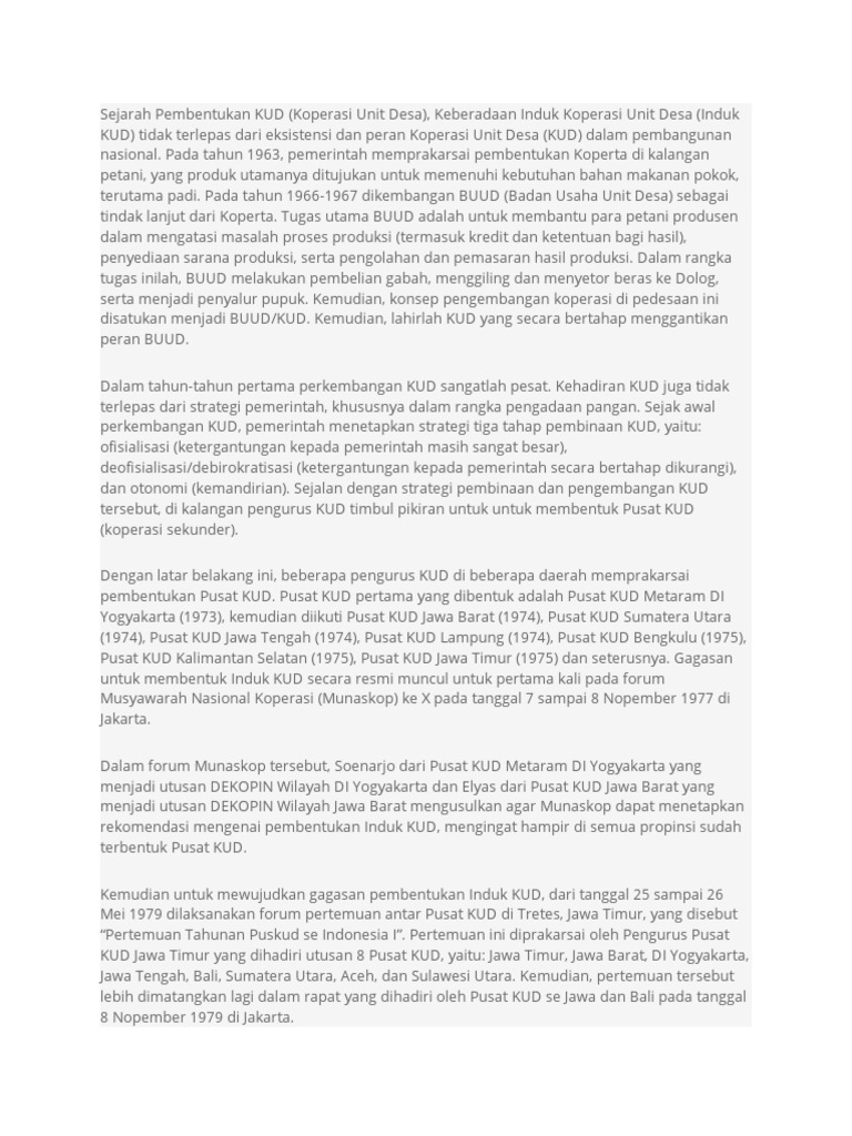 Sejarah Pembentukan KUD | PDF | Politik