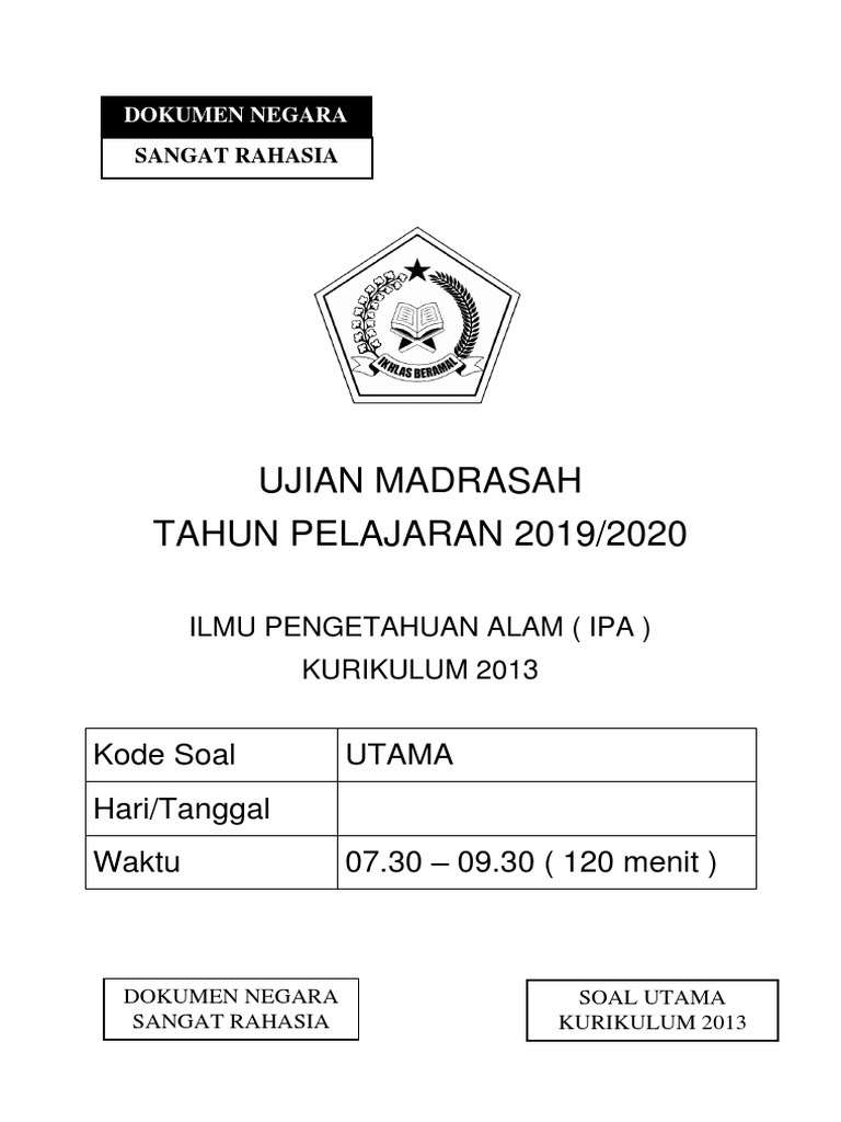 Soal UM IPA 2020 Utama | PDF