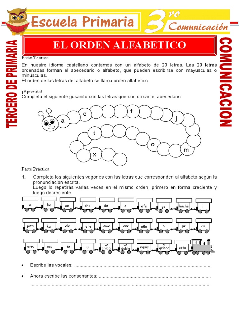 Actividades de Orden Alfabético para Niños | PDF | Alfabeto ...