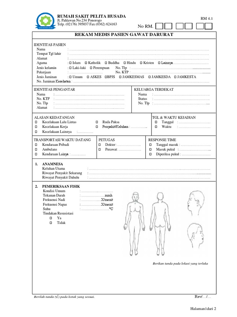 Desain Formulir Ugd RS Pelita Husada | PDF