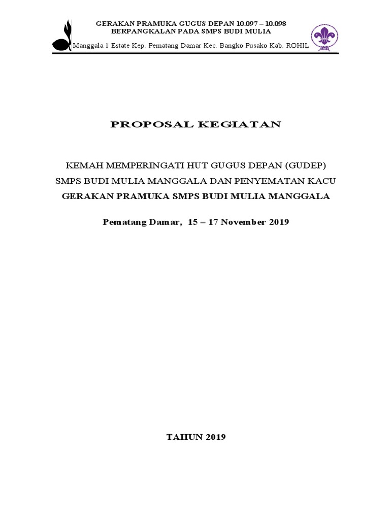 Proposal Kegiatan Kemah Pelantikan Penggalang | PDF