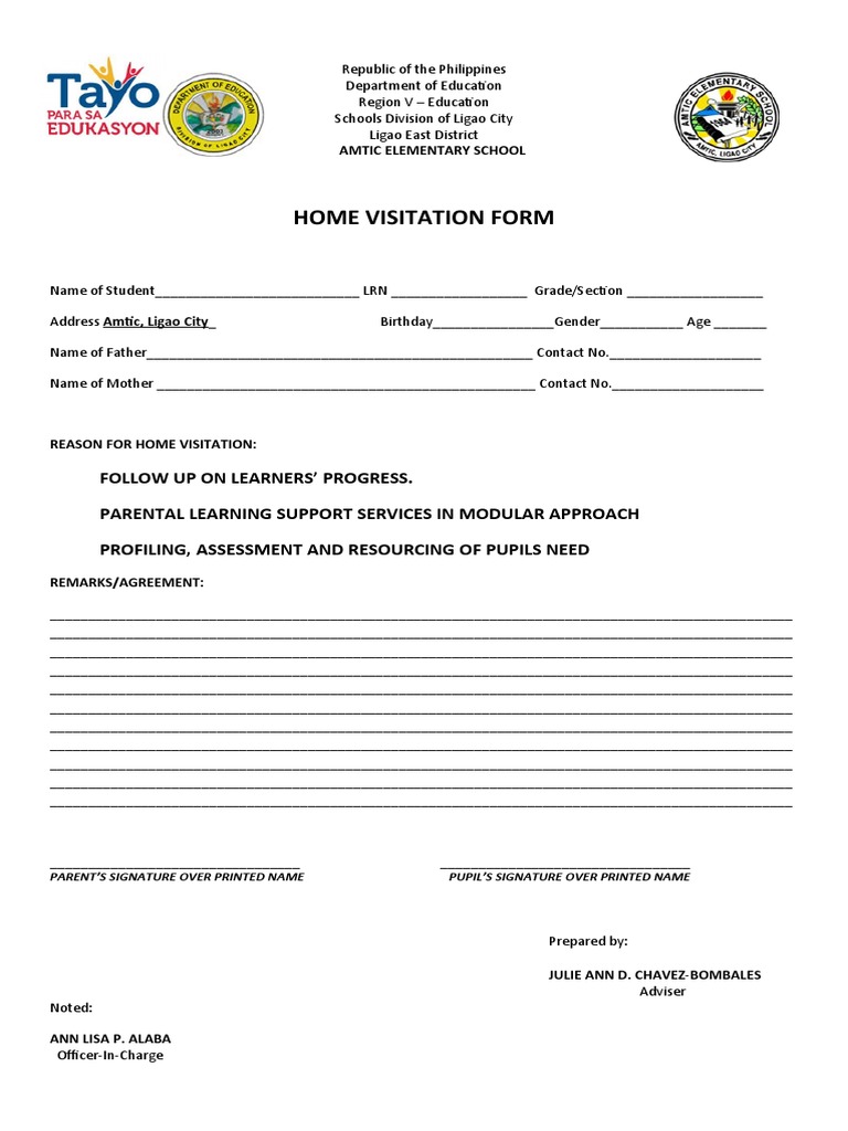 Sample Home Visitation Form 2 | Download Free PDF | Behavior ...