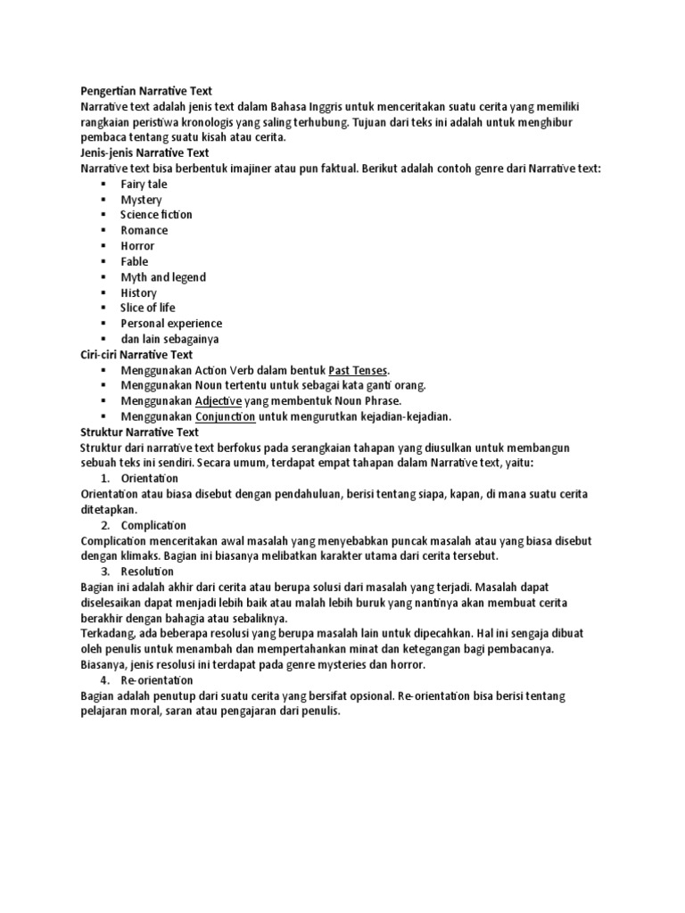 Pengertian Narrative Text | PDF