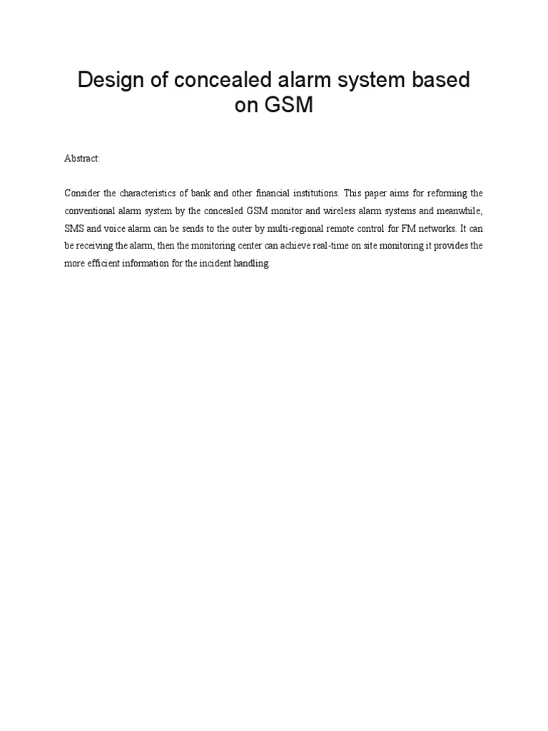 Design of Concealed Alarm System Based On GSM | PDF