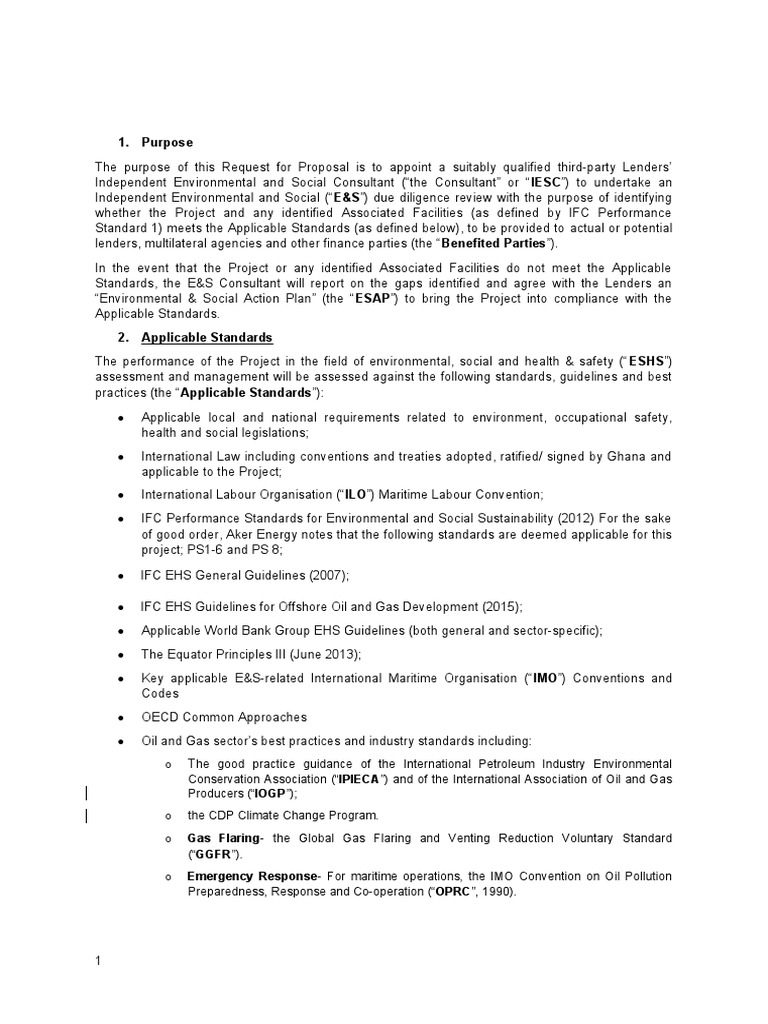 E&S Consultant RFP for Project Compliance | PDF | Environmental Impact ...