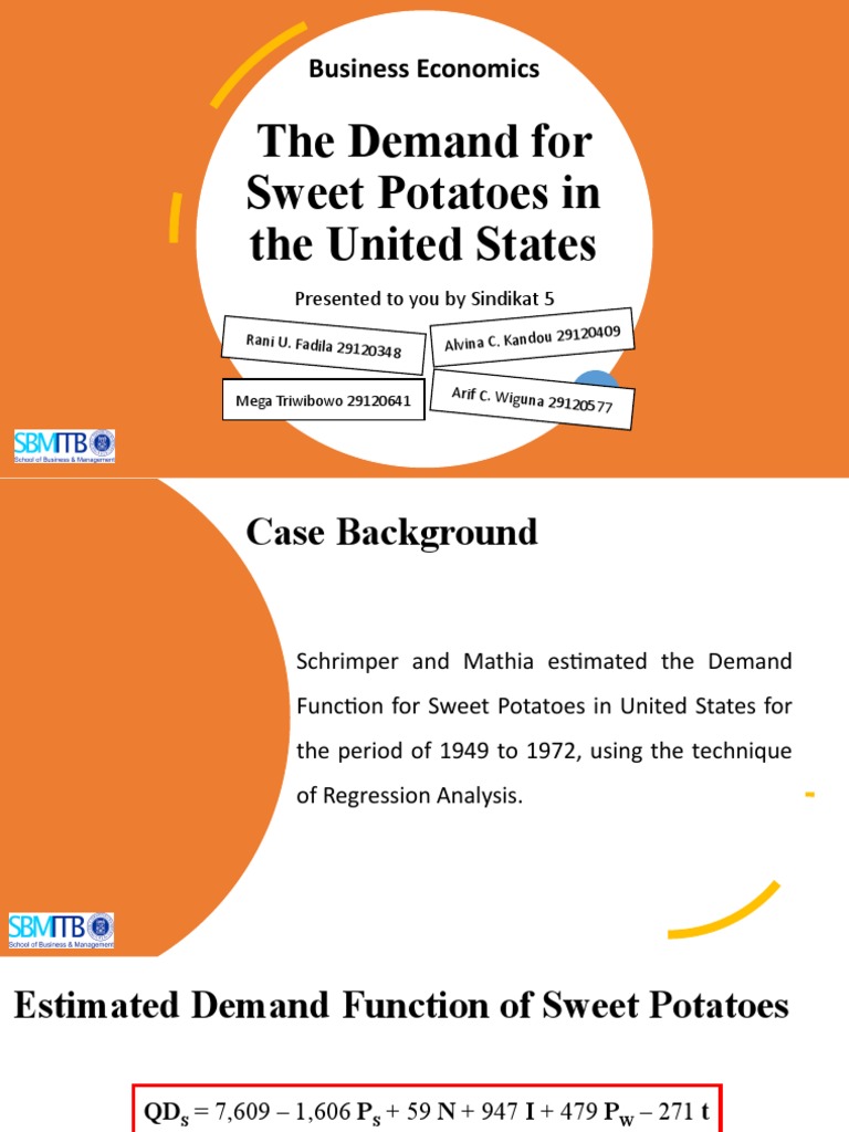 The Demand For Sweet Potatoes in The United States: Business Economics ...
