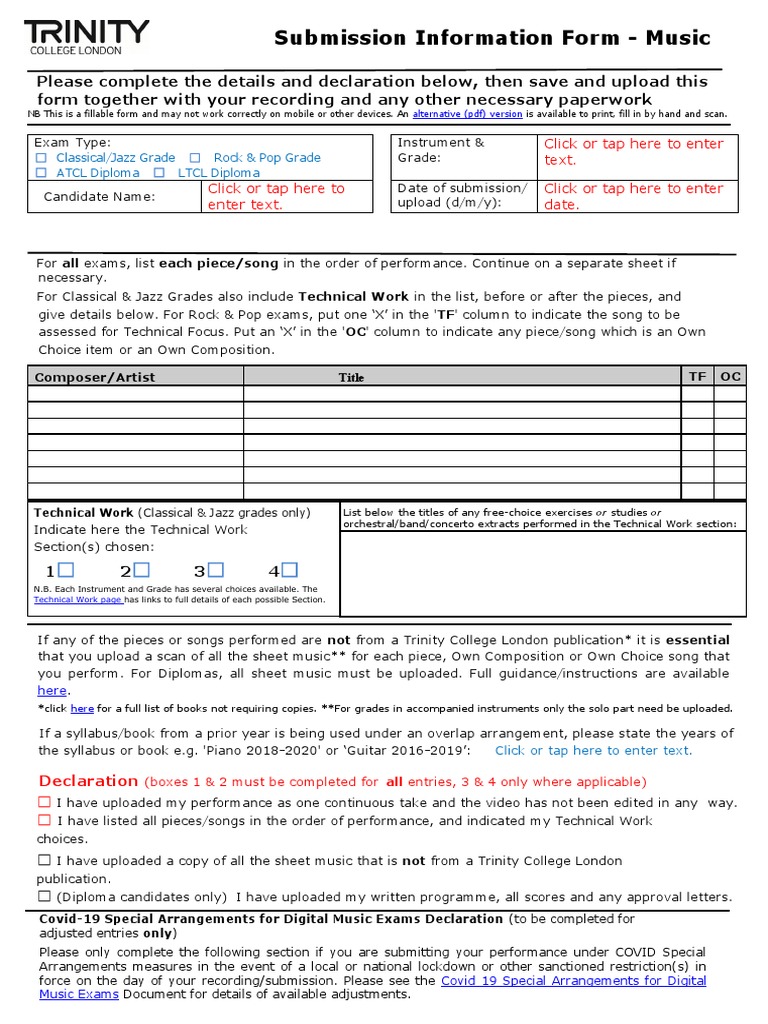 Submission Information Form Music Secure | PDF | Sheet Music ...