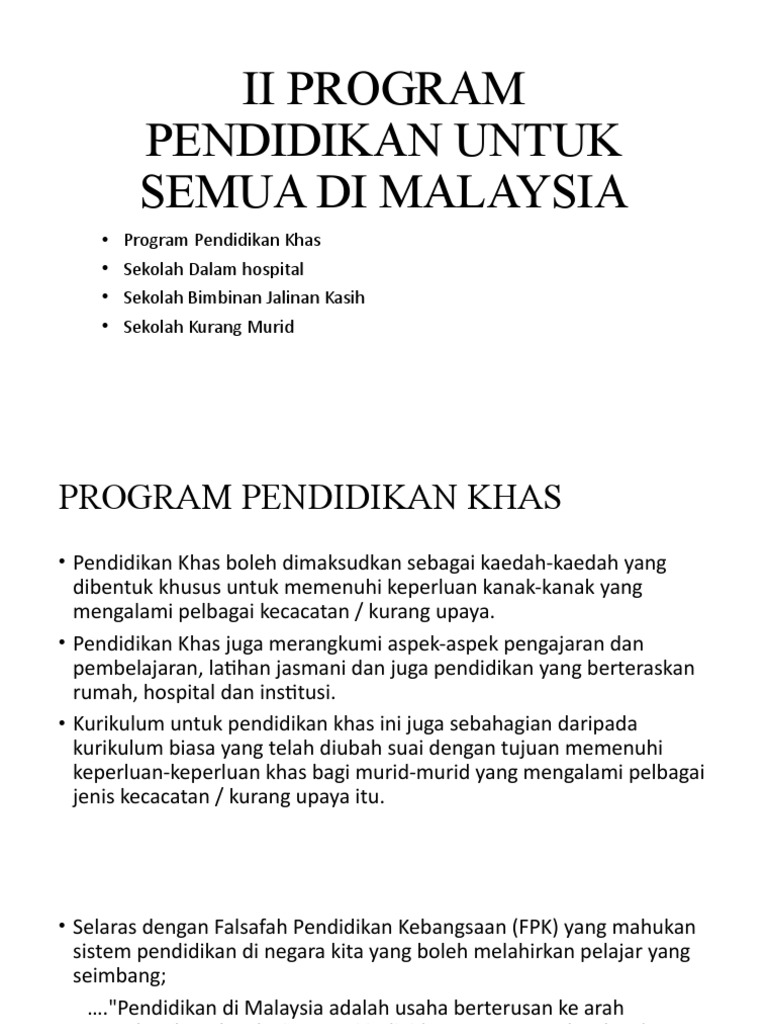 II Program Pendidikan Untuk Semua Di Malaysia | PDF
