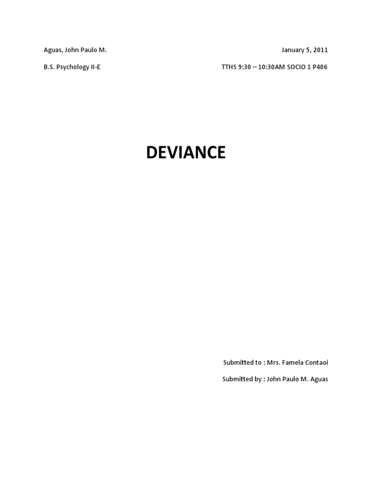 Understanding Deviance in Sociology | PDF