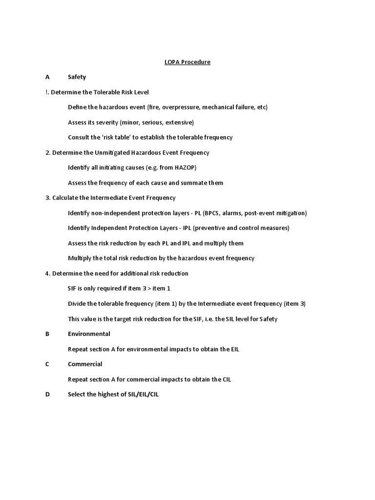 LOPA Procedure | PDF | Technology & Engineering