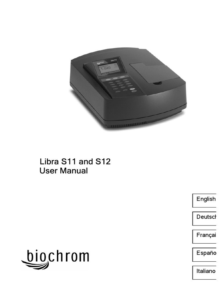 Libra S11/S12 User Manual Overview | PDF | Absorbance | Computing And ...