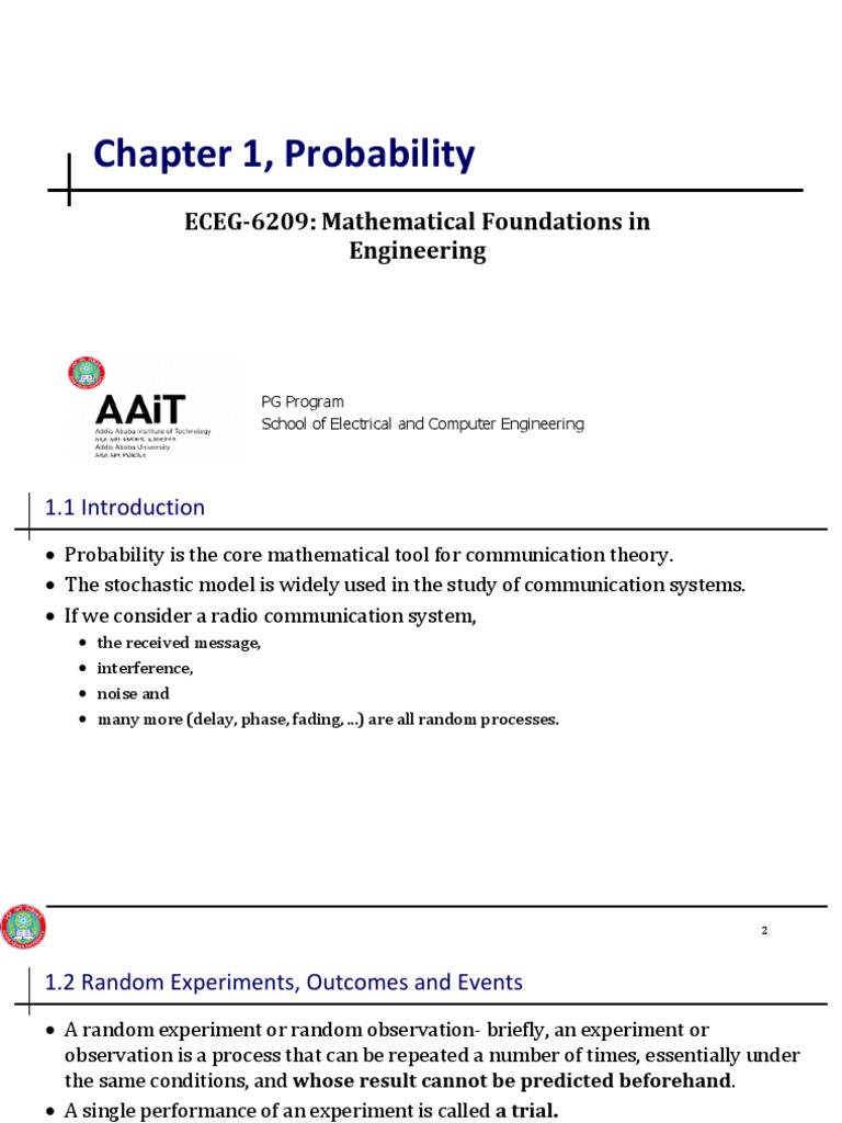 Chapter 1 Probability Slide | PDF | Probability Distribution | Random ...