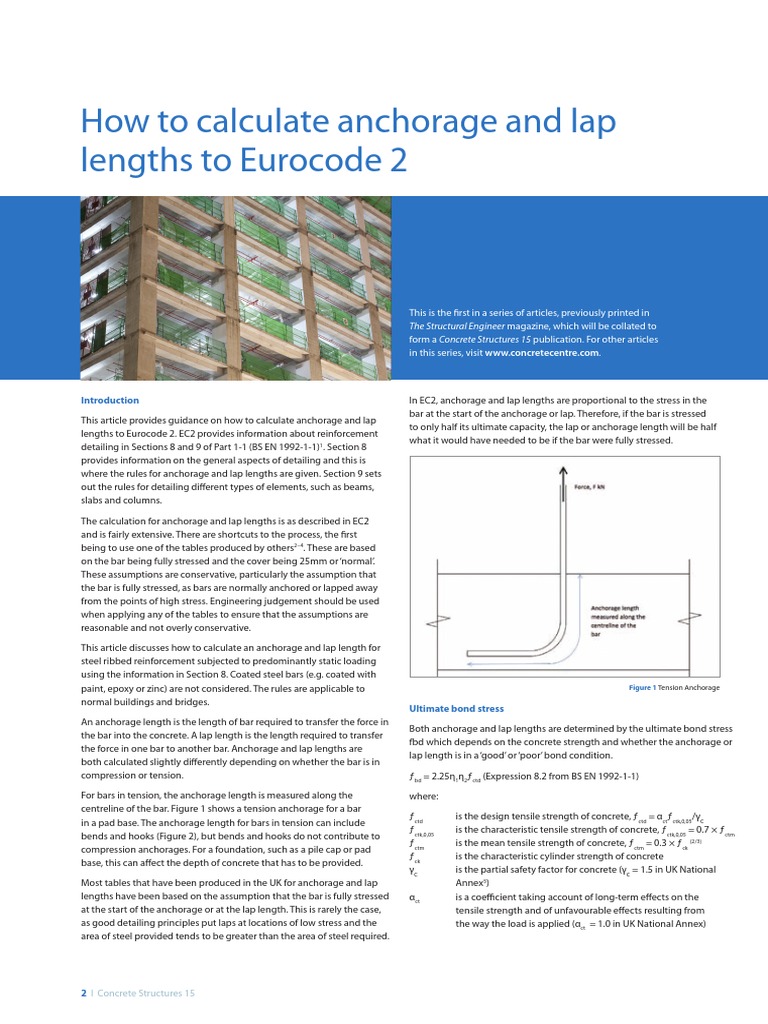 How To Calculate Anchorage and Lap Lengths To Eurocode 2 | PDF ...