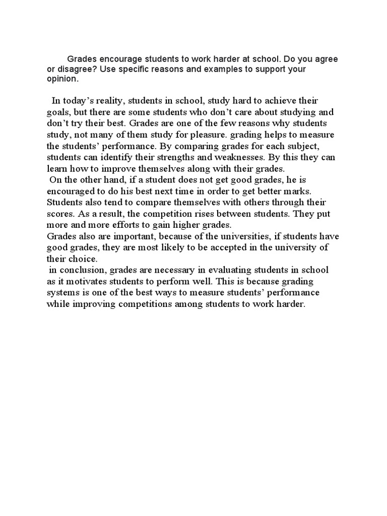 Grades Encourage Students To Work Harder at School | PDF