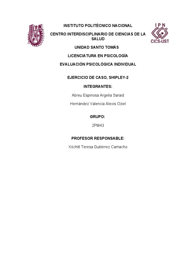 Escala Breve de Inteligencia, Shipley 2 | PDF | Inteligencia | Sicología