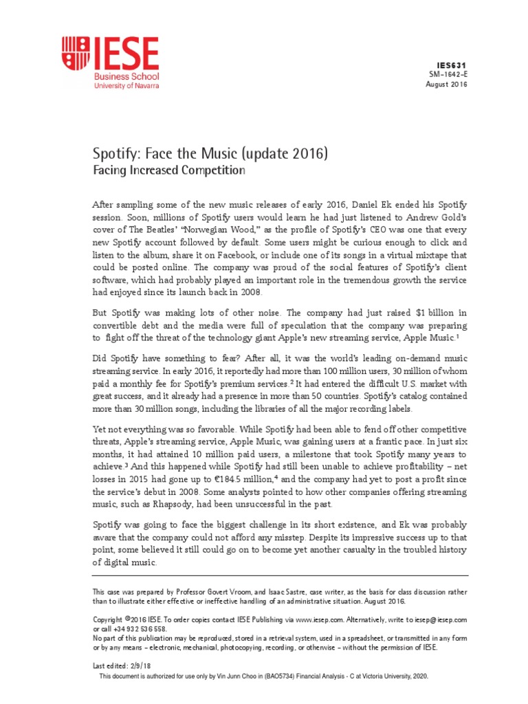 Spotify - Face The Music (Update 2016) | PDF | Spotify | I Tunes