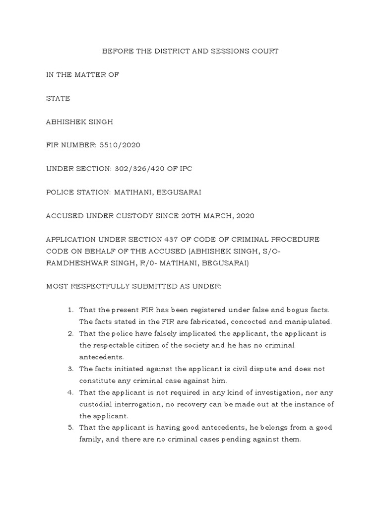 Bail Application for Abhishek Singh | PDF