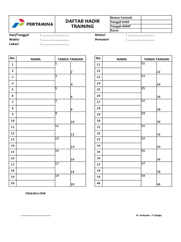 FOM Daftar Hadir Meeting | PDF